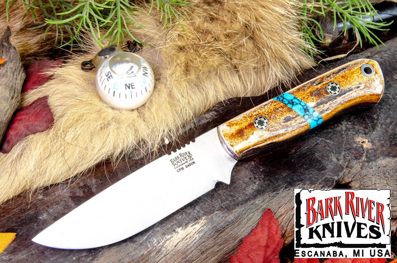 バークリバー ネッカー II S45VN エルク - ターコイズスペーサー - レッドライナー - モザイクピン #1 – バークリバーナイフ専門店 eナイフjp